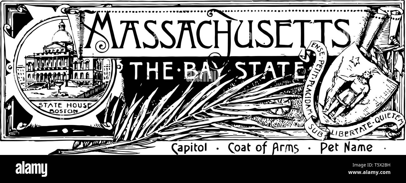 The State Banner Of Massachusetts The Bay State This Banner Has State House In Left Side And