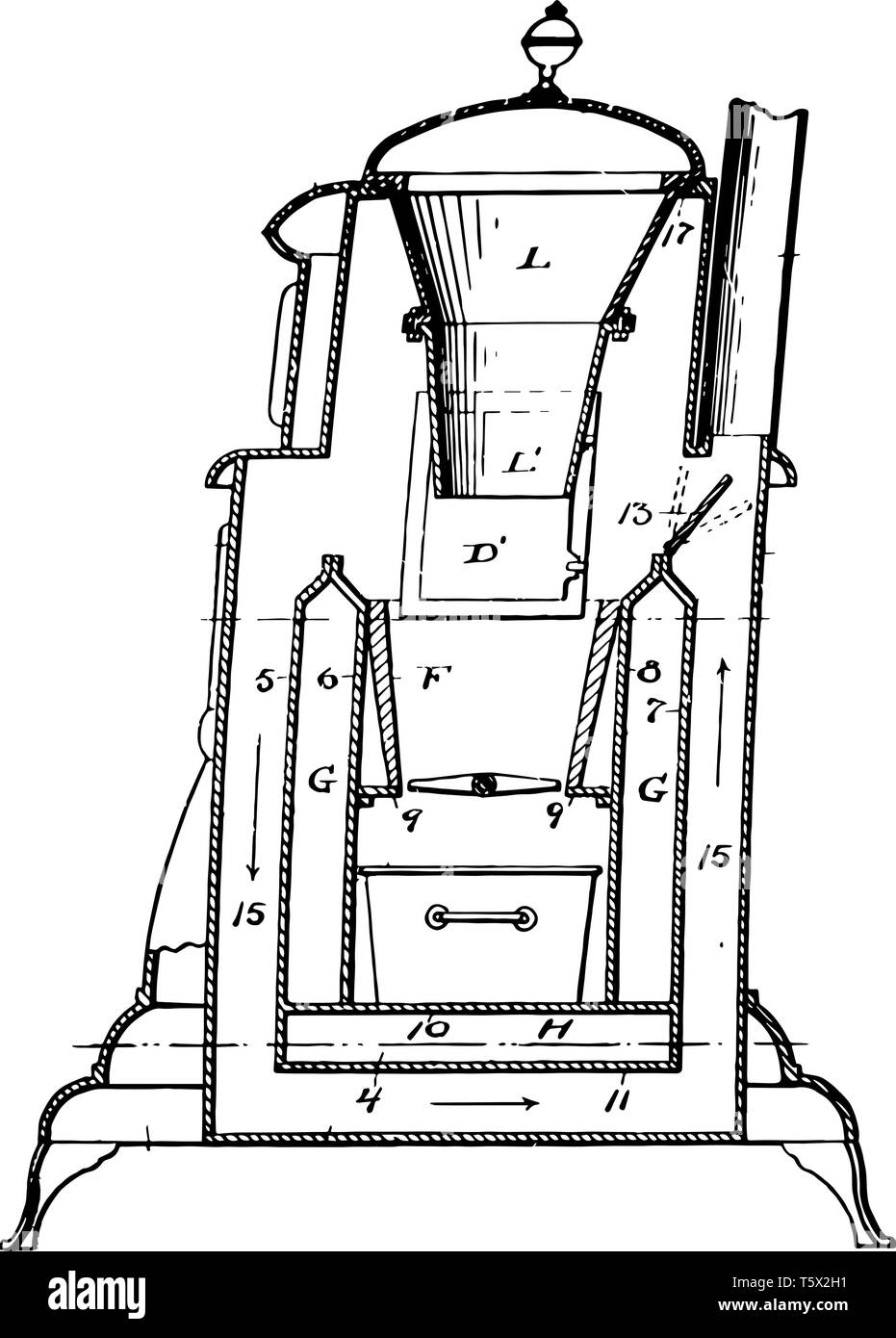 This illustration represents work function of Wave Motor, vintage line ...