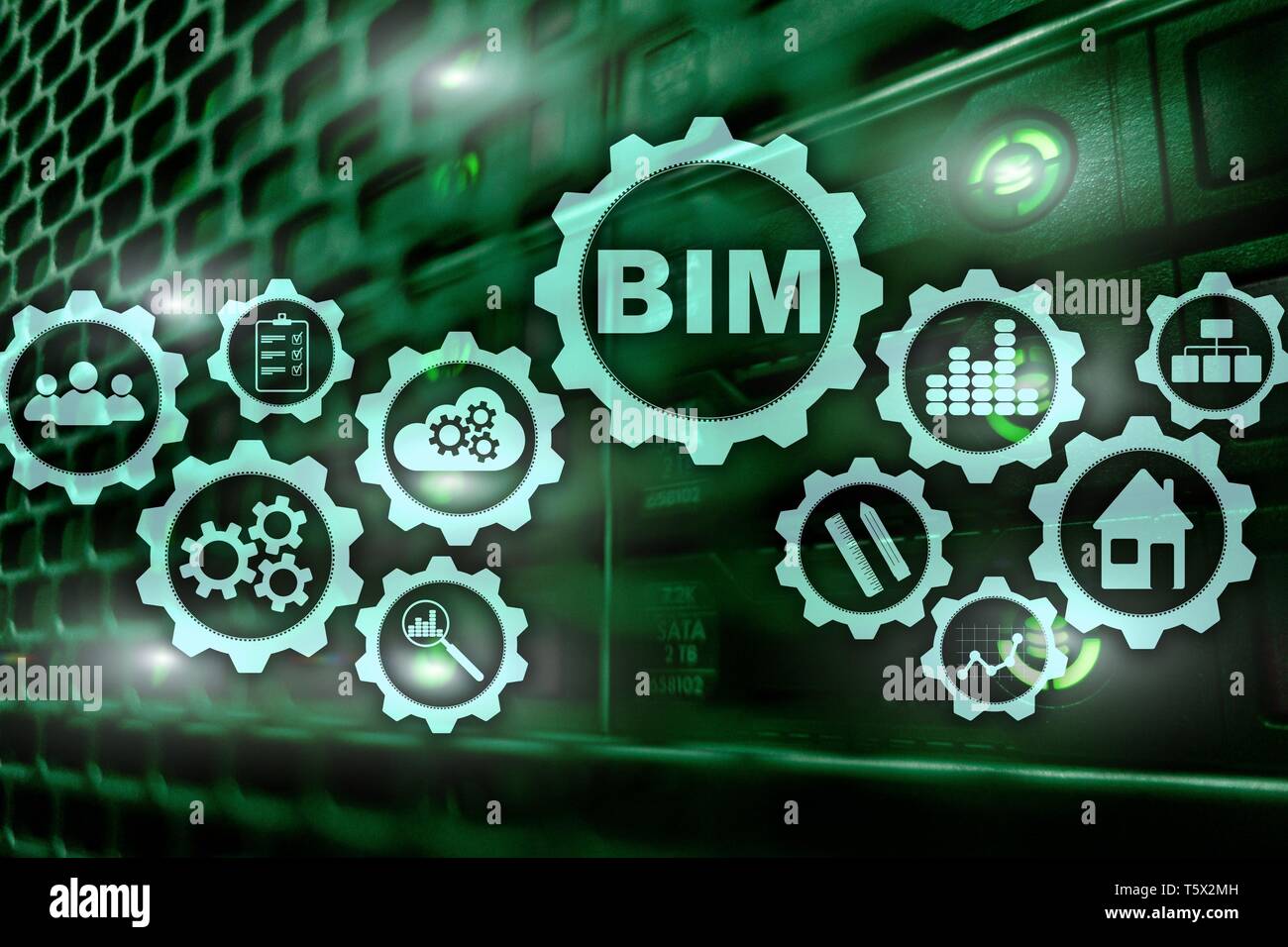 Building Information Modeling. BIM on the virtual screen with a server ...