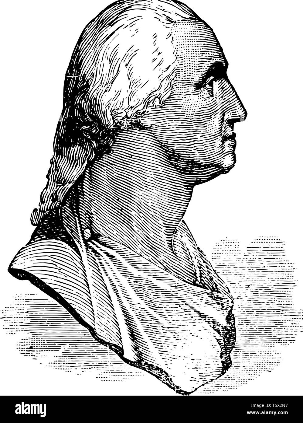 The Houdon Bust of George Washington vintage line drawing or engraving ...
