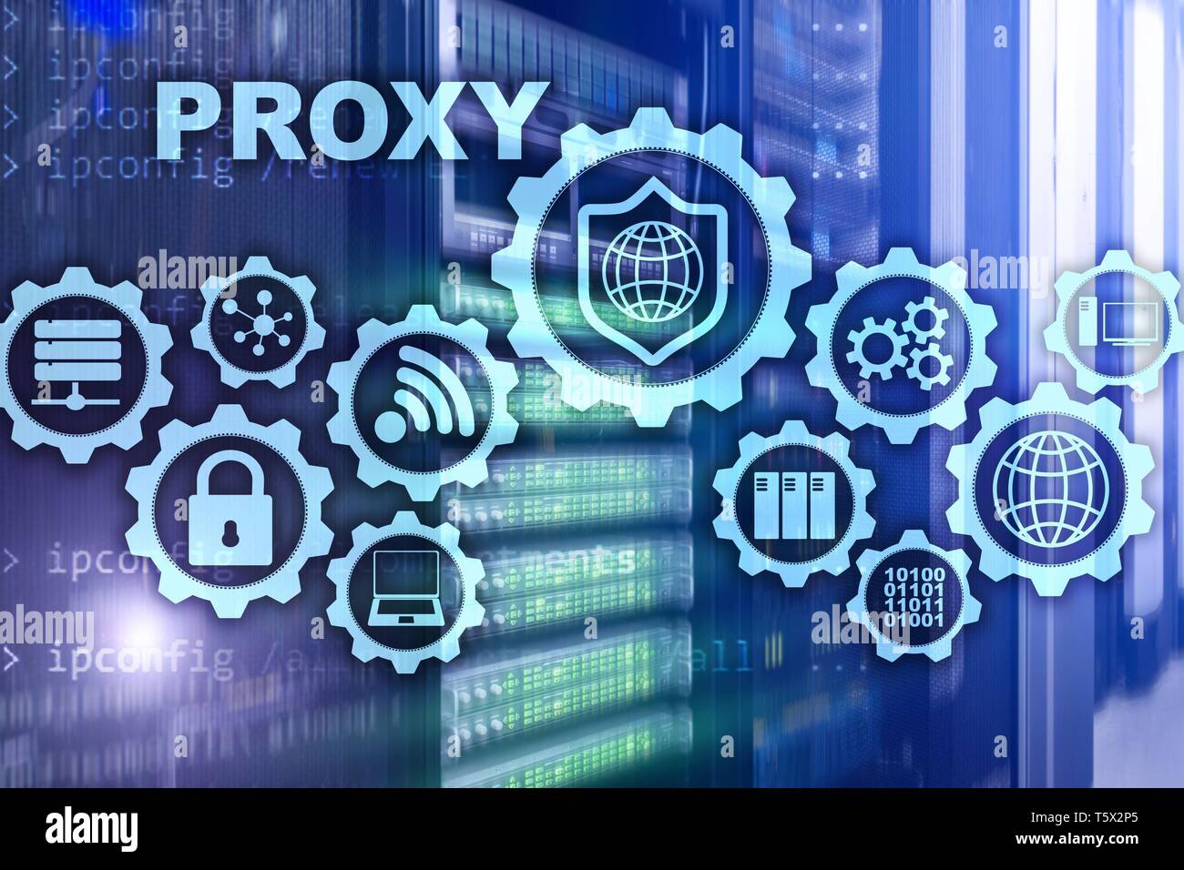 Proxy server. Cyber security. Concept of network security on virtual ...