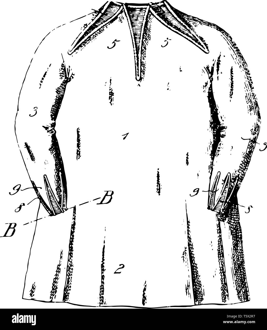 Garment Shirt for the upper part of the body vintage line drawing or ...