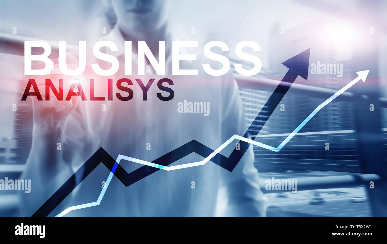 Business analysis diagrams and graphs on virtual screen. Financial and ...