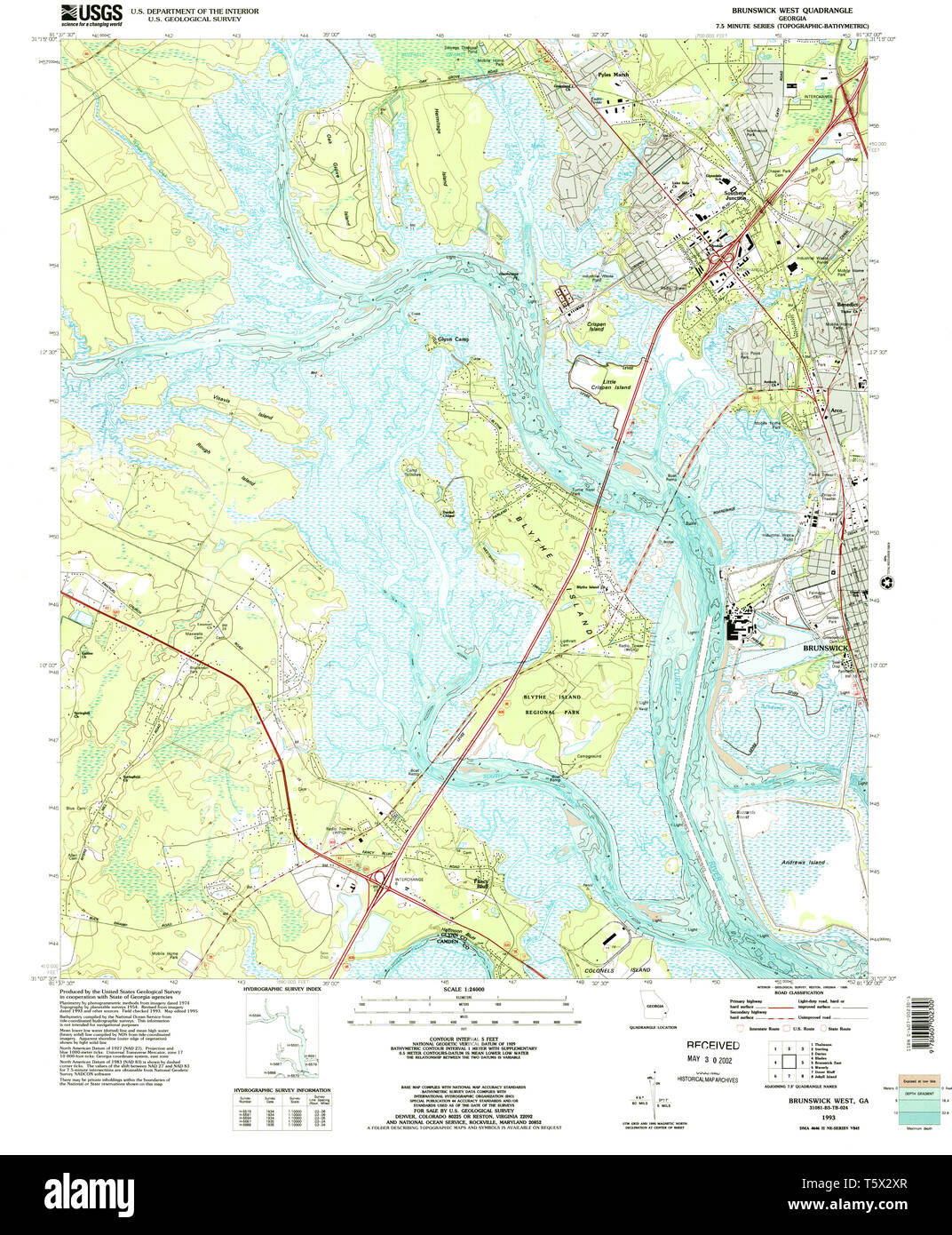 Map of brunswick georgia Cut Out Stock Images & Pictures - Alamy