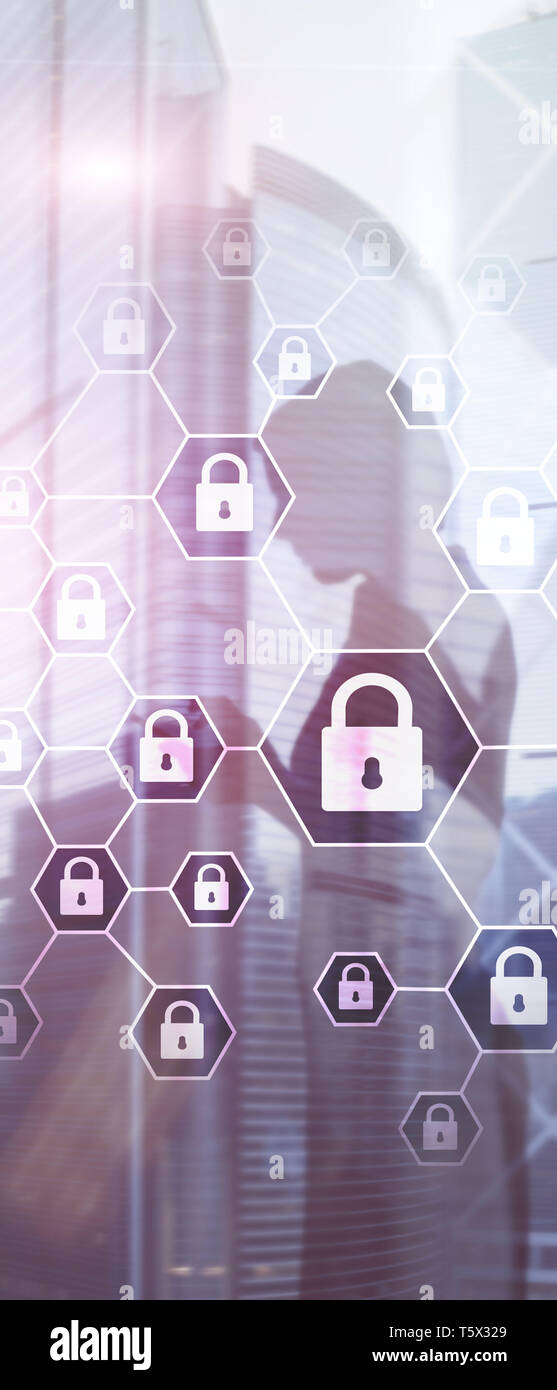 Vertical Panorama Banner. Cybersecurity, Information privacy, data ...