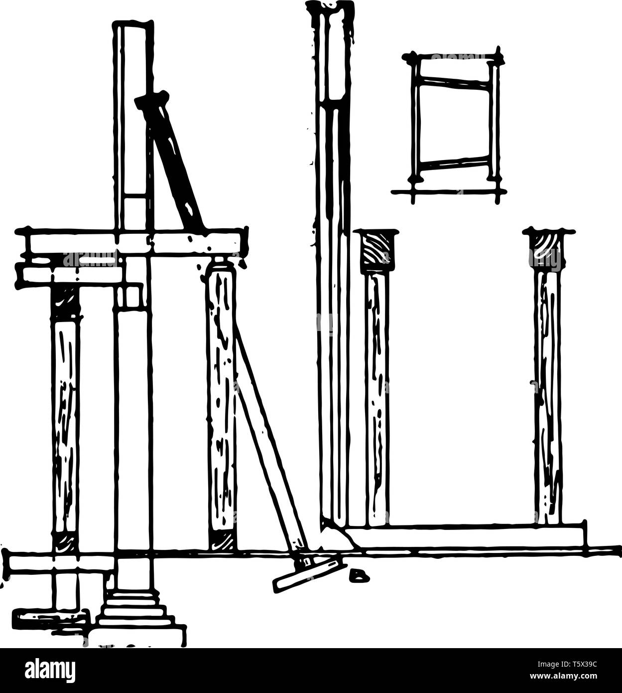 This illustration represents Raking Shore vintage line drawing or ...