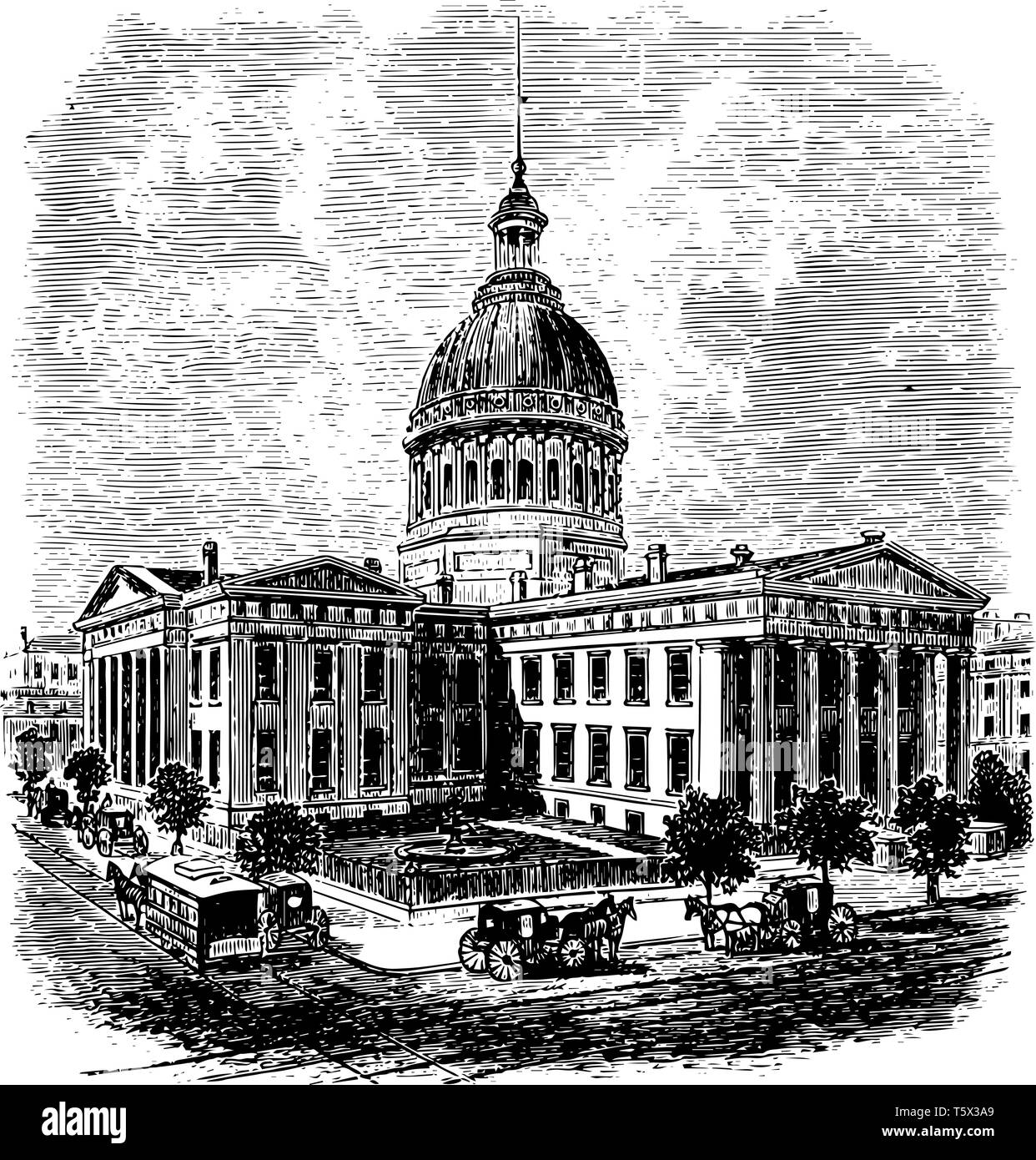 View outside large building Black and White Stock Photos & Images - Alamy