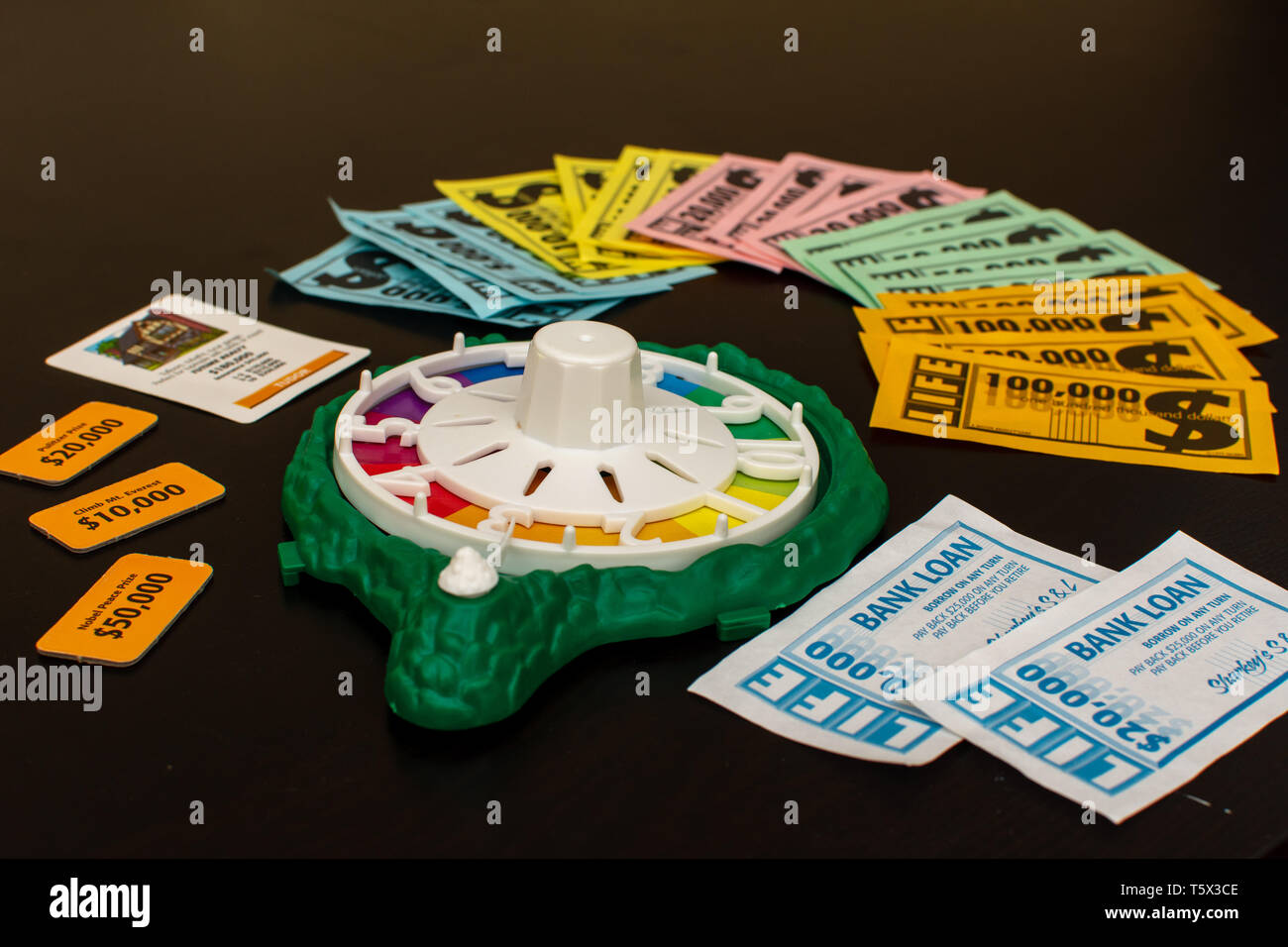 "RAK, RAK, UAE - 4/20/2019 : Side view of colourful Game of Life Money ...
