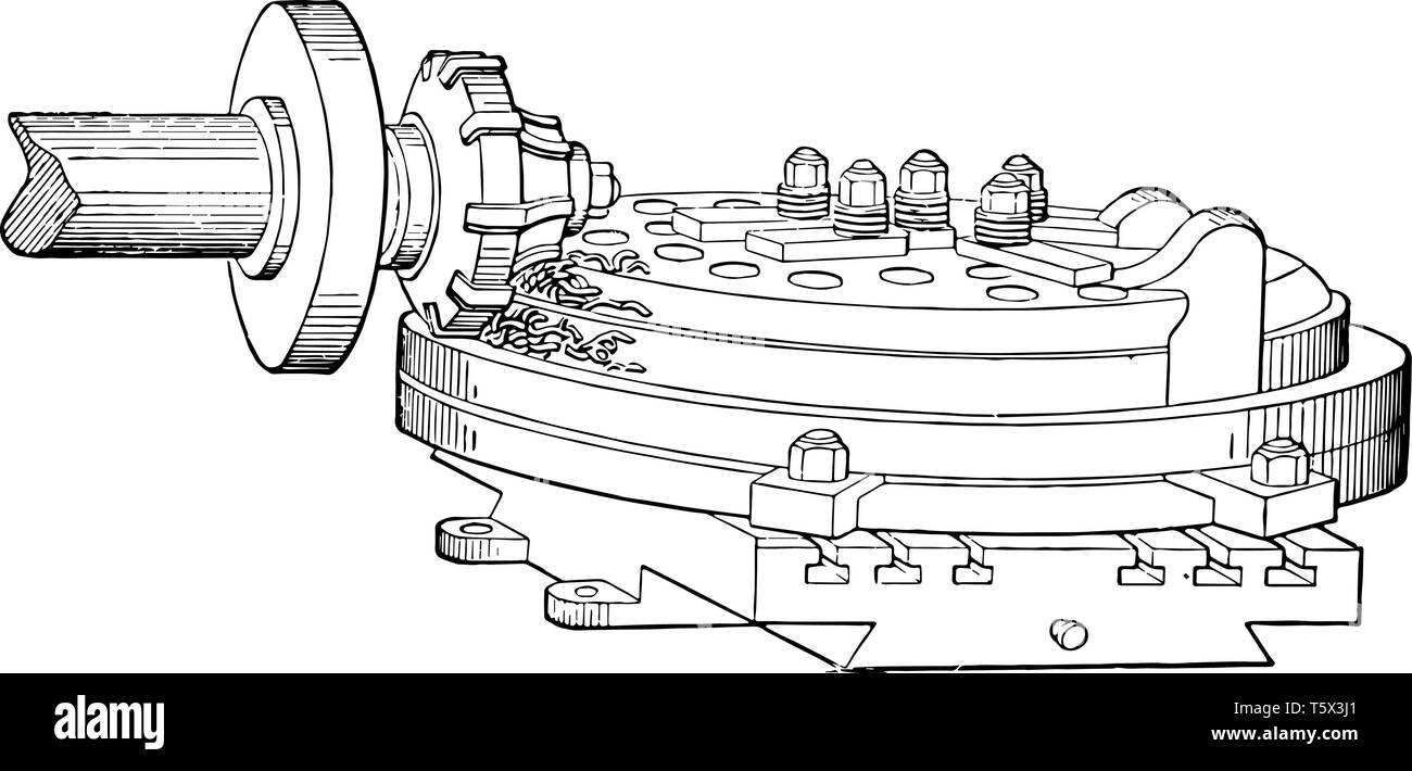 This illustration represents function of Ring Milling, vintage line ...