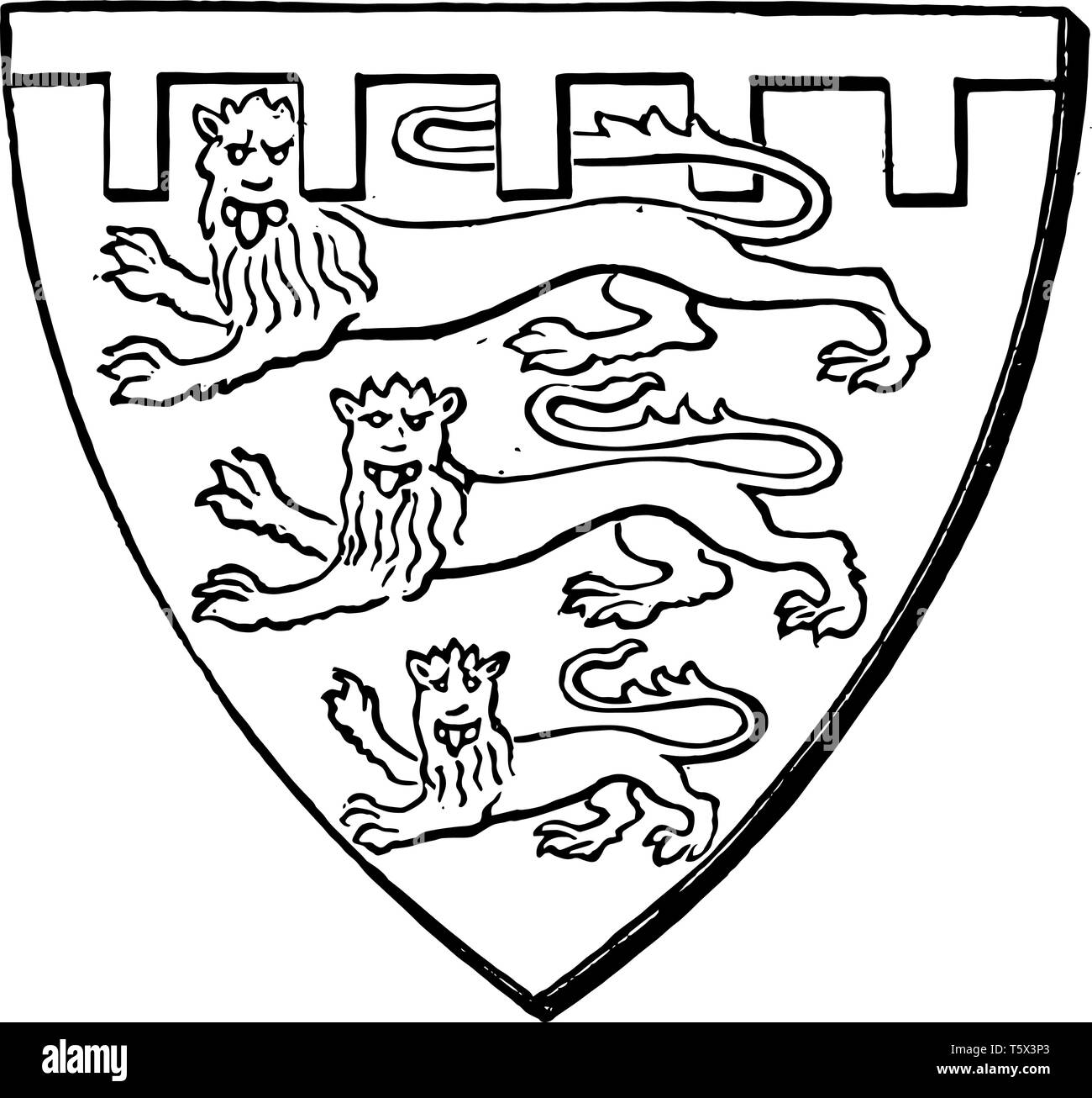 Shield of Edward I are reigning from 1272 to 1307 vintage line drawing ...