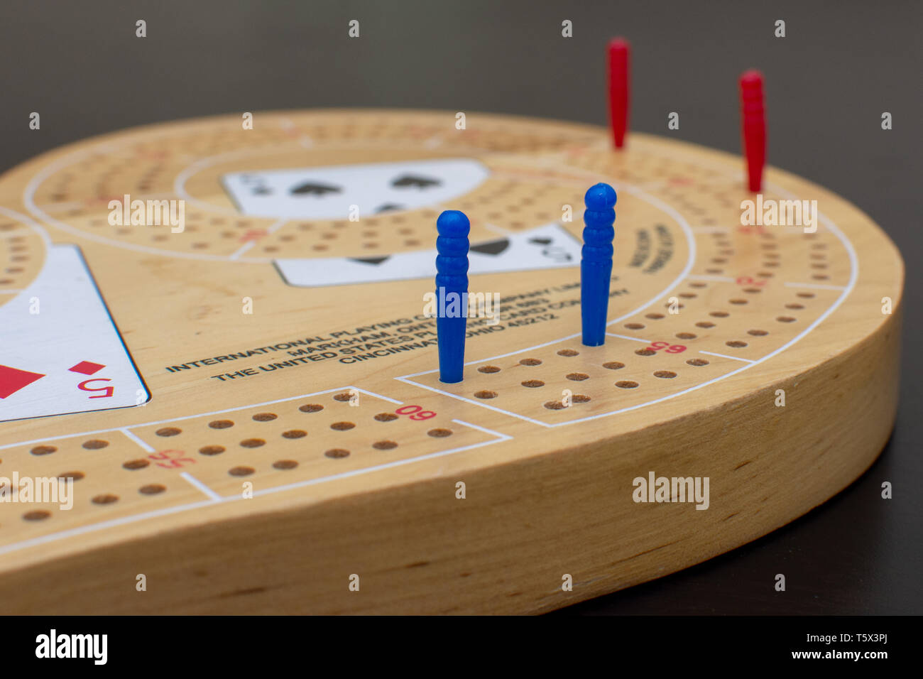 RAK, RAK/UAE - 4/20/2019: "Cribbage card game and board up close ...