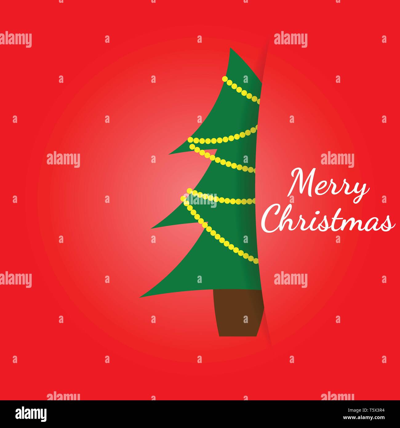 Greeting christmas card in a minimalist flat style. Paper green ...