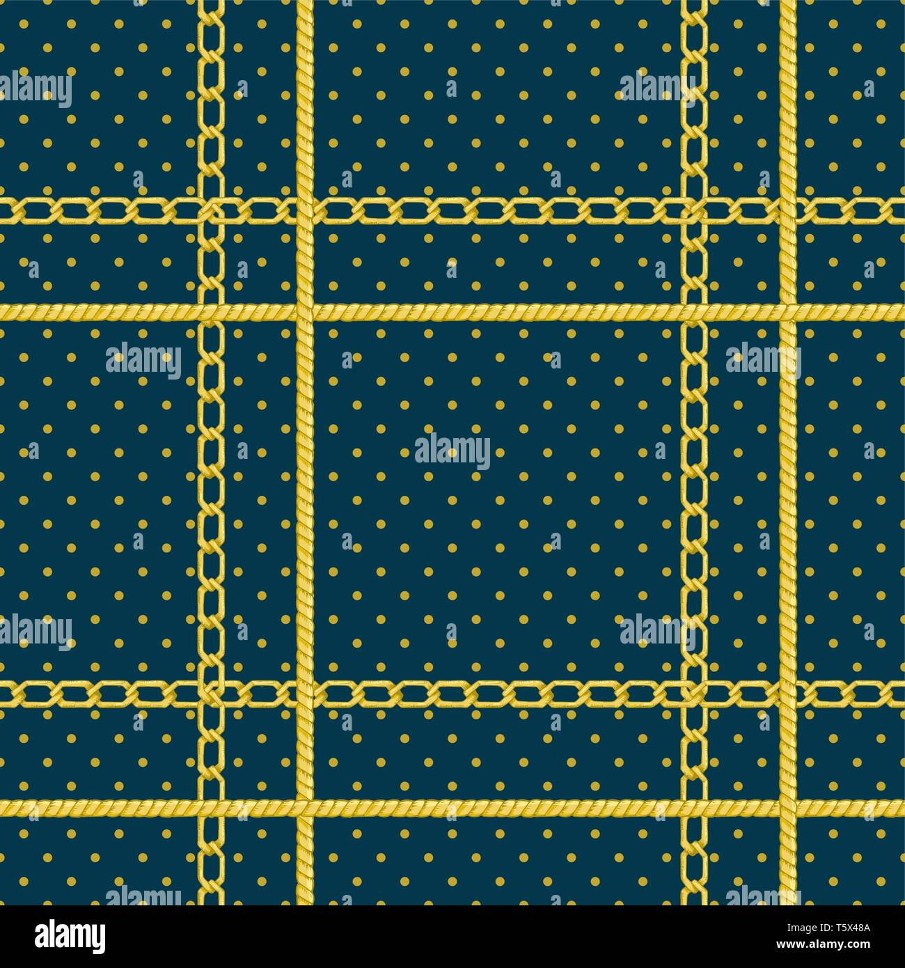 Seamless pattern with retro hand-drawn sketch golden chain on dark ...