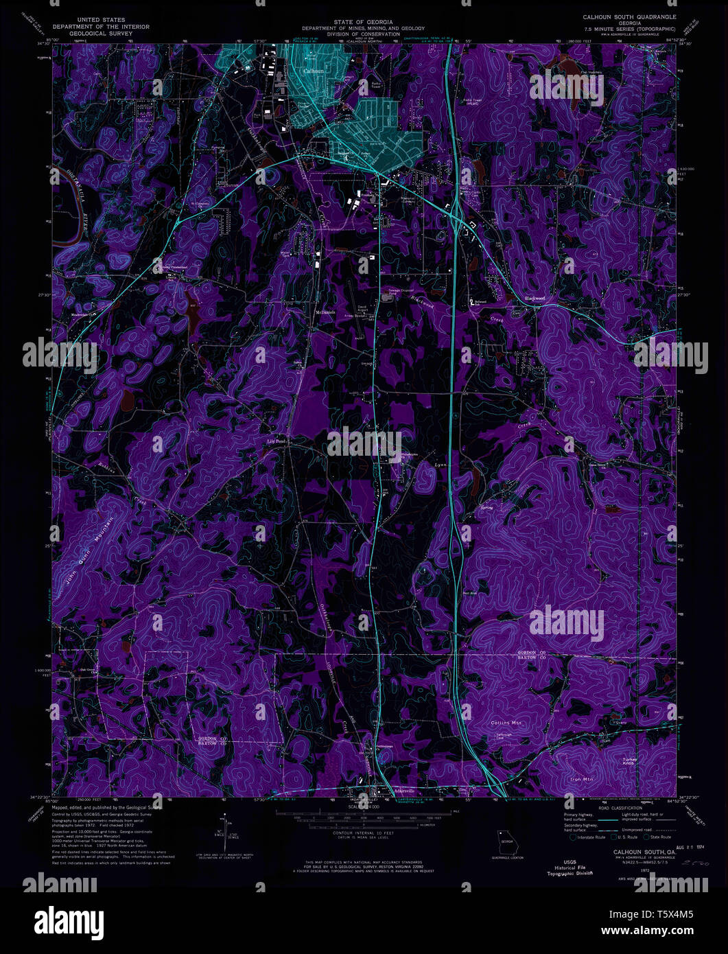 Calhoun georgia map hi-res stock photography and images - Alamy