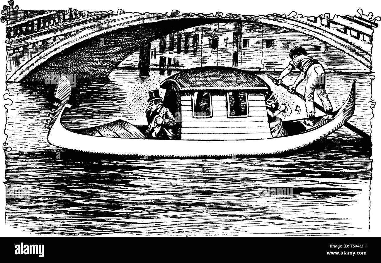 Boat Under Bridge where a human powered boat with three passengers ...