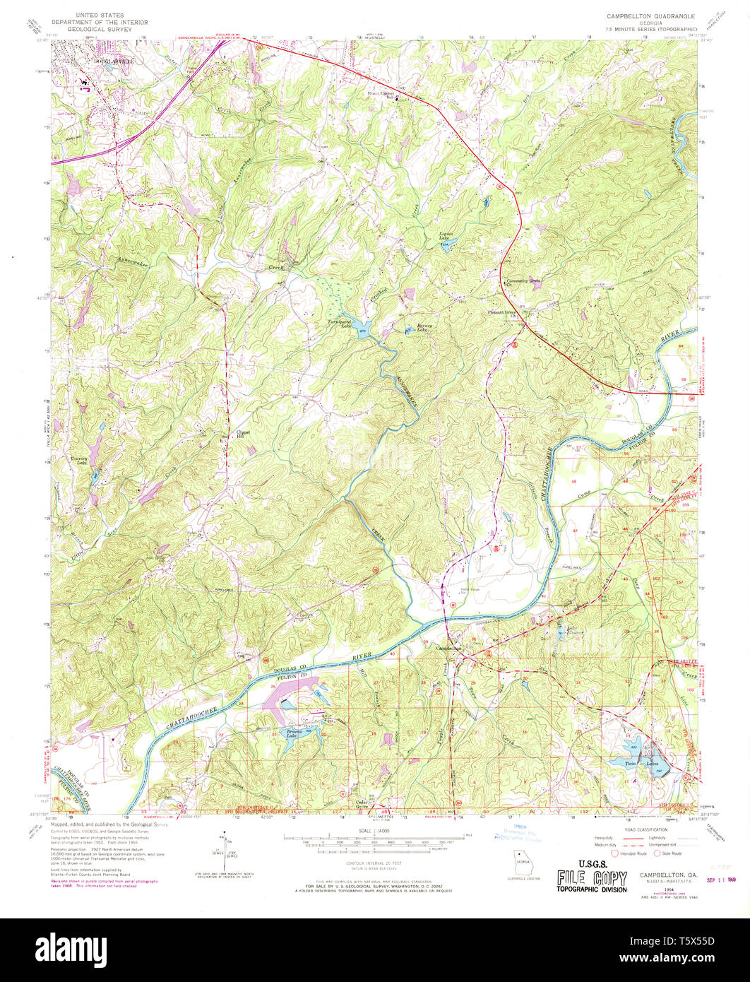 USGS TOPO Map Georgia GA Campbellton 245230 1954 24000 Restoration ...