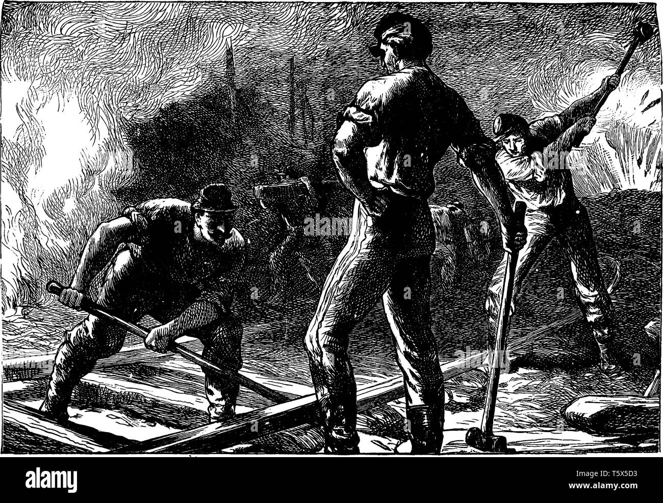 Railroad Workers where a group of men working on the railroad, vintage ...