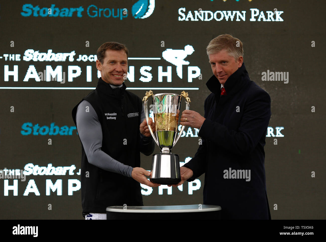 Richard johnson receives champion jockey trophy hi-res stock ...