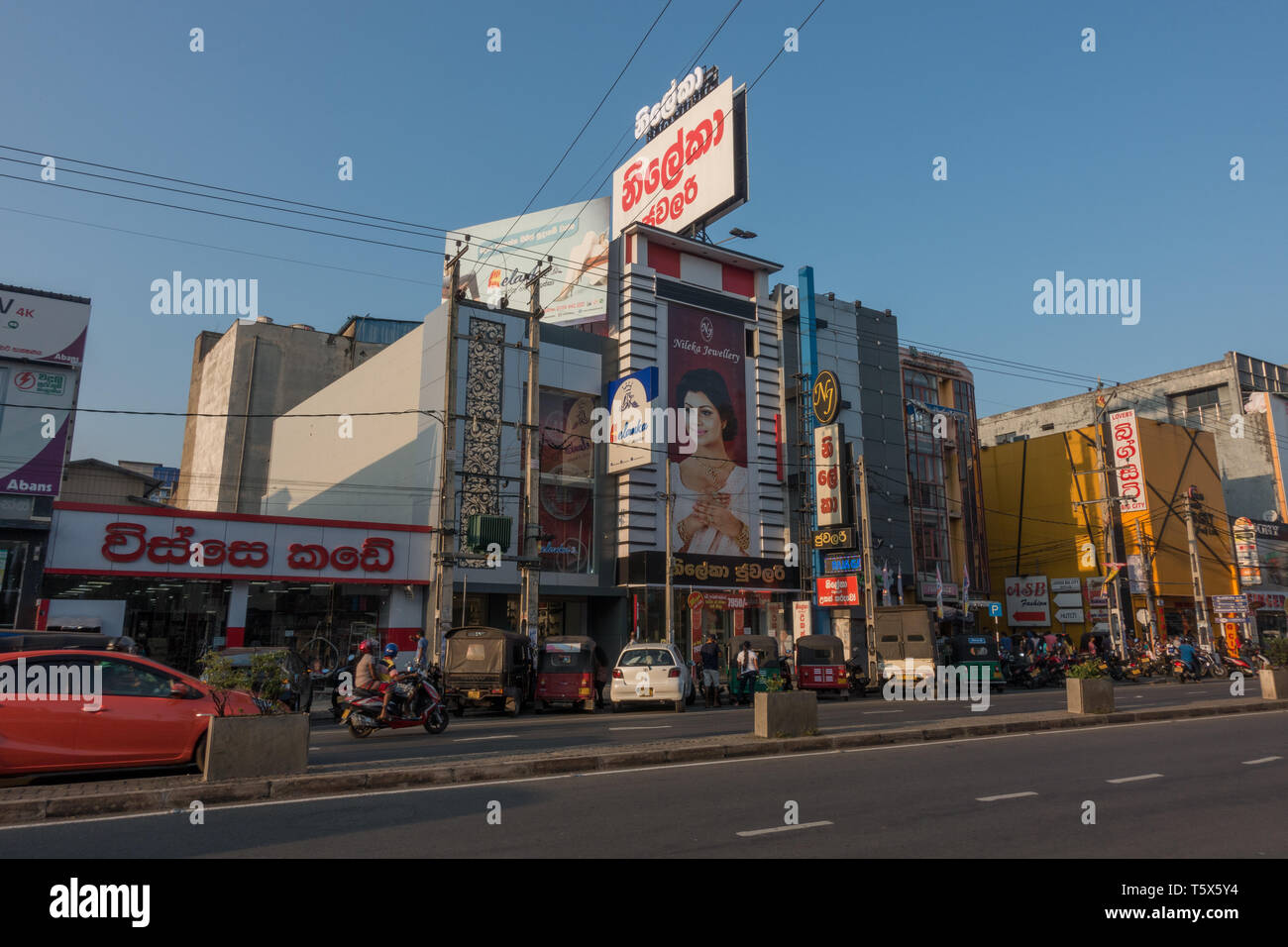 Main road and shops. Matara. Sri Lanka Stock Photo - Alamy