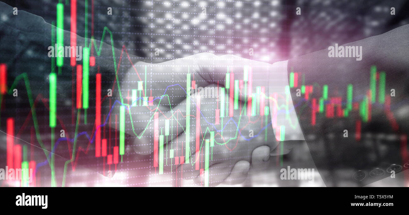 Stock market quotes graph. Double exposure business woman and stock ...