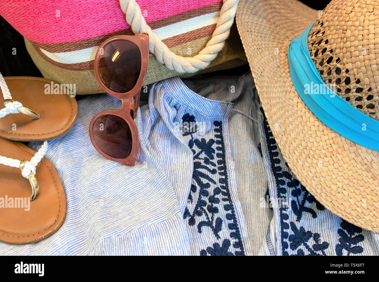 Stylish summer beach gear Stock Photo - Alamy