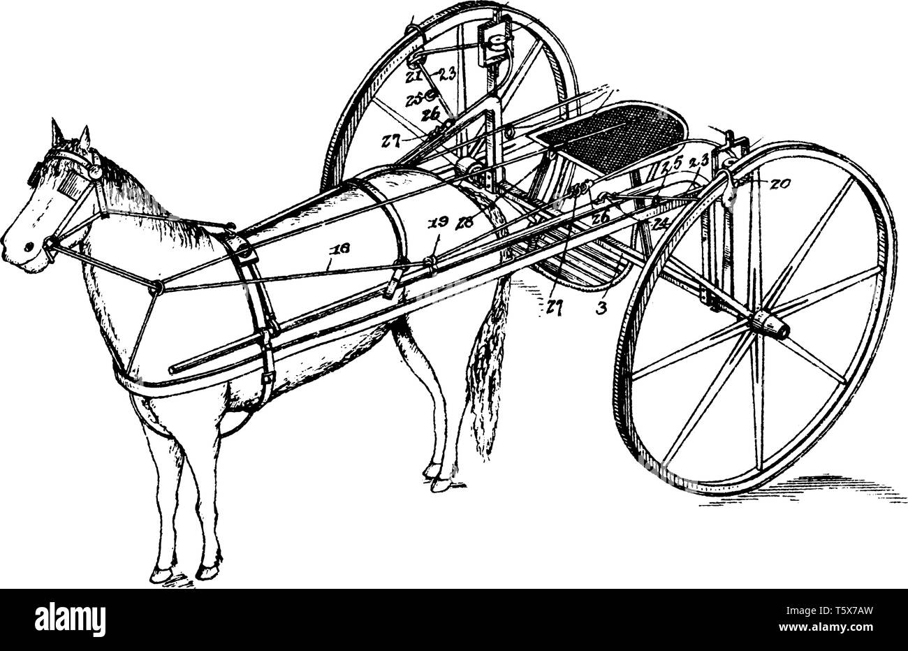 This illustration represents Horse Hitching Device, vintage line ...