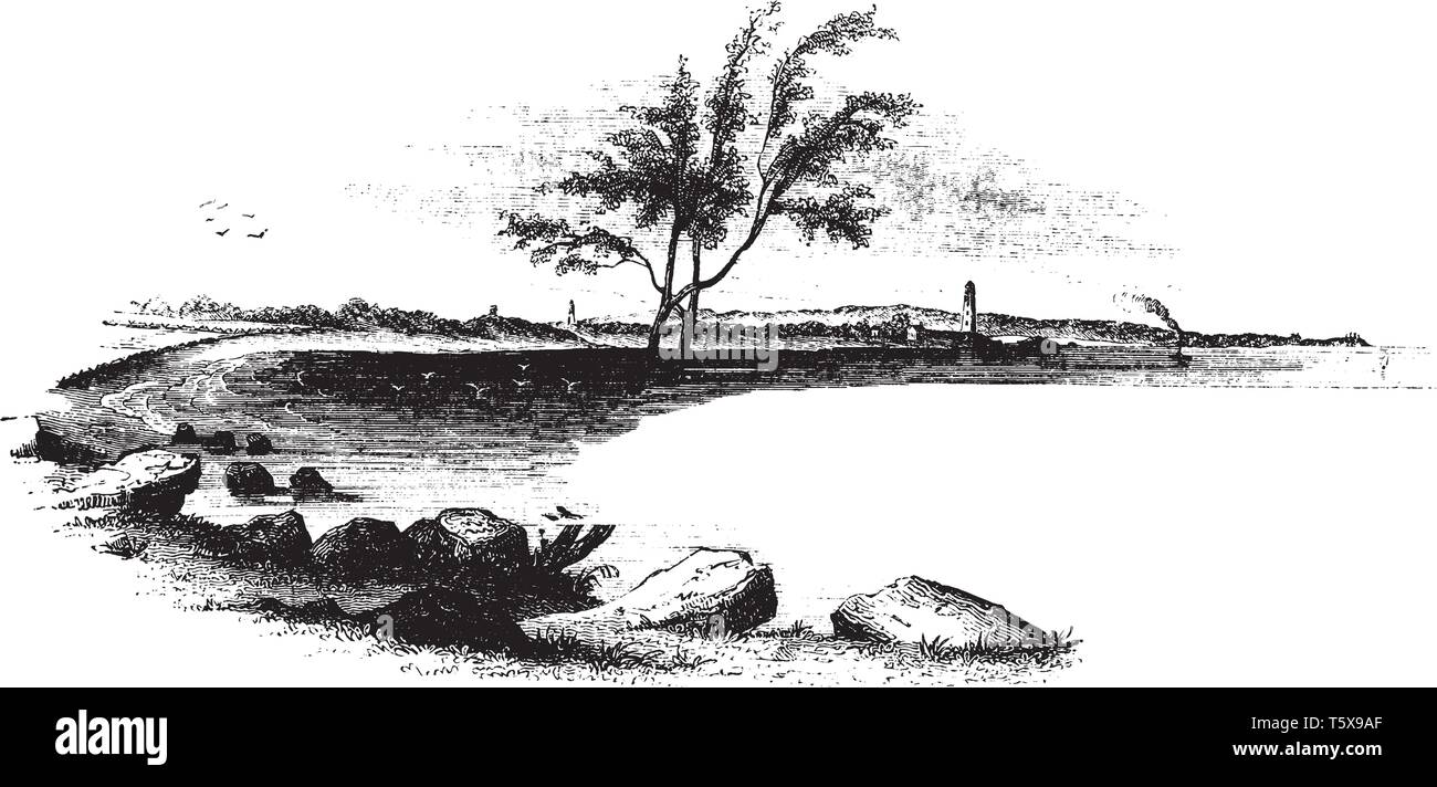 View of the landing-place of Arnold with his troops,vintage line ...