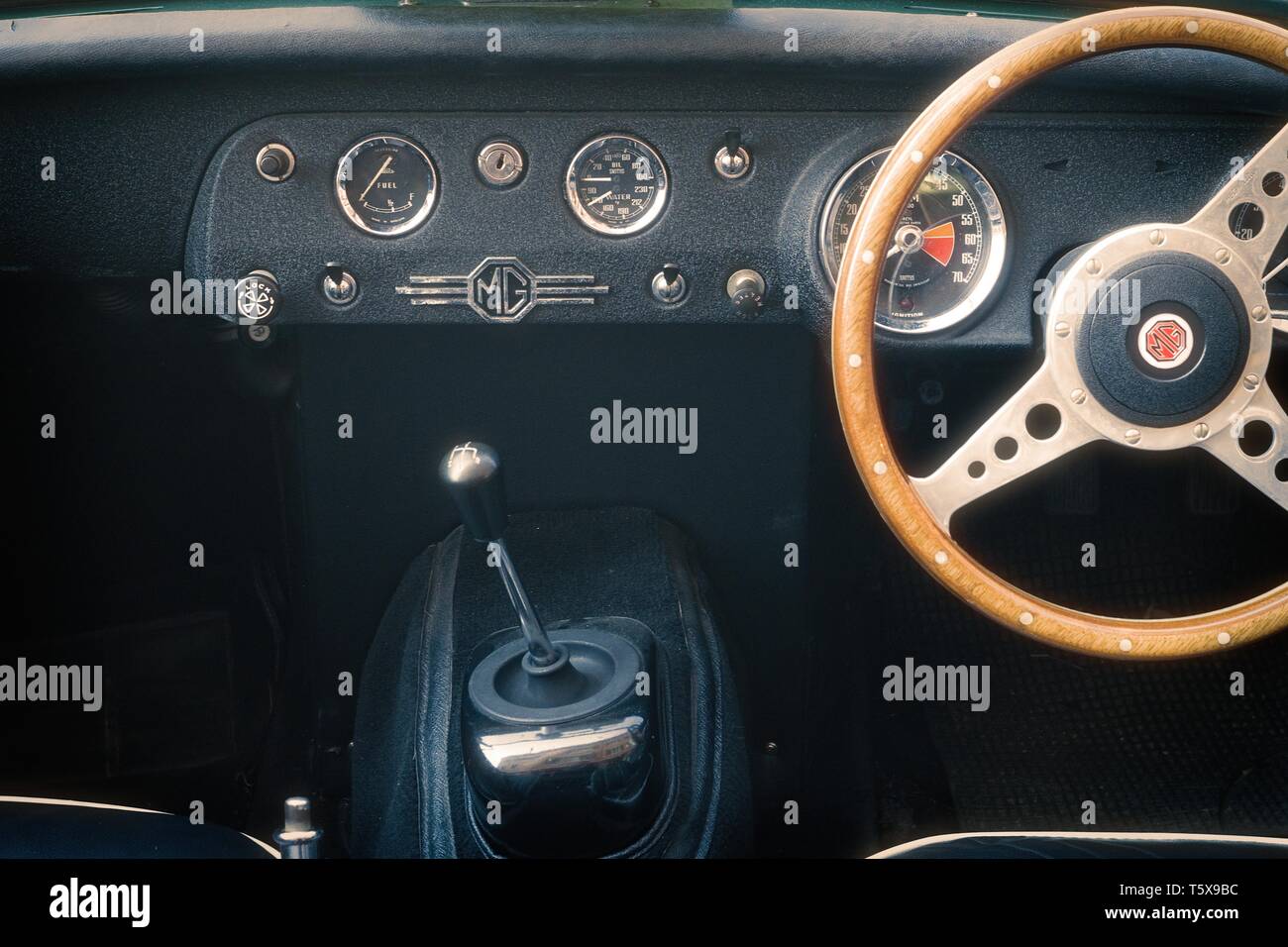 Ferrara, Italy -September 24, 2016:Interior detail of a rare vintage MG ...
