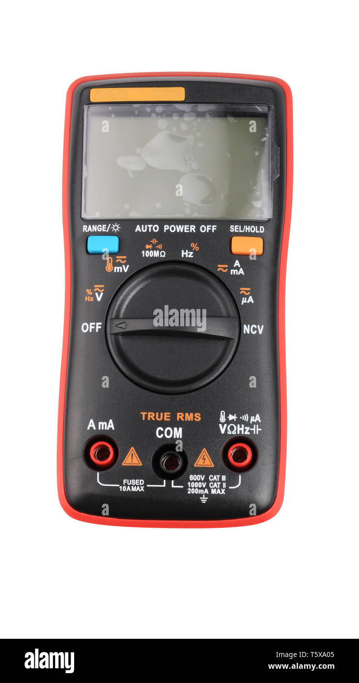 black digital multimeter isolated on white background at dry day Stock ...