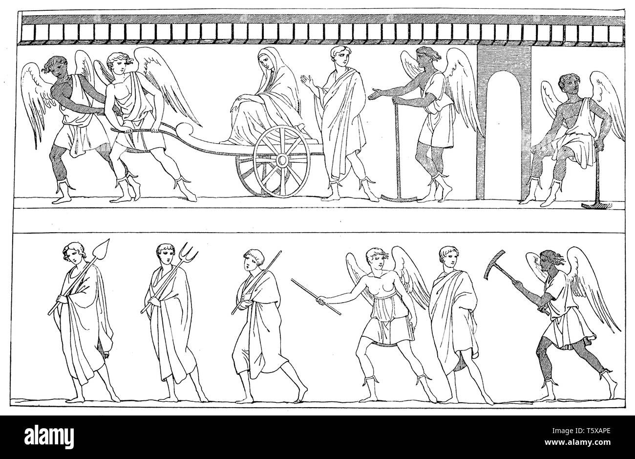 Good and evil spirits lead the soul to the judgment of the dead (to ...