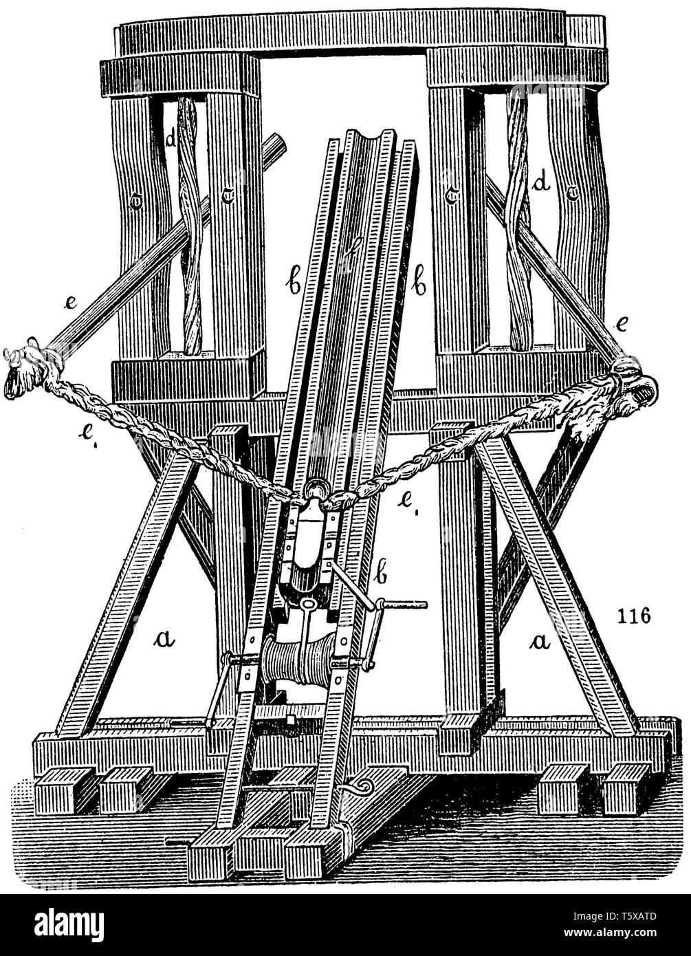 Greek artillery: Stone cannon cocked (Palintonon, throwing cannon Stock ...