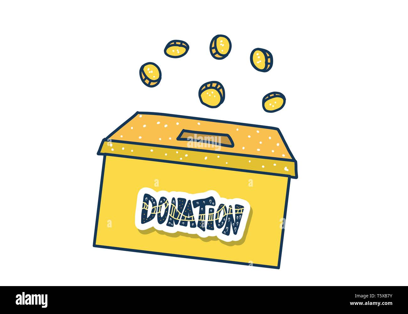 Donation box isolated on white background. Donate lettering with coin ...