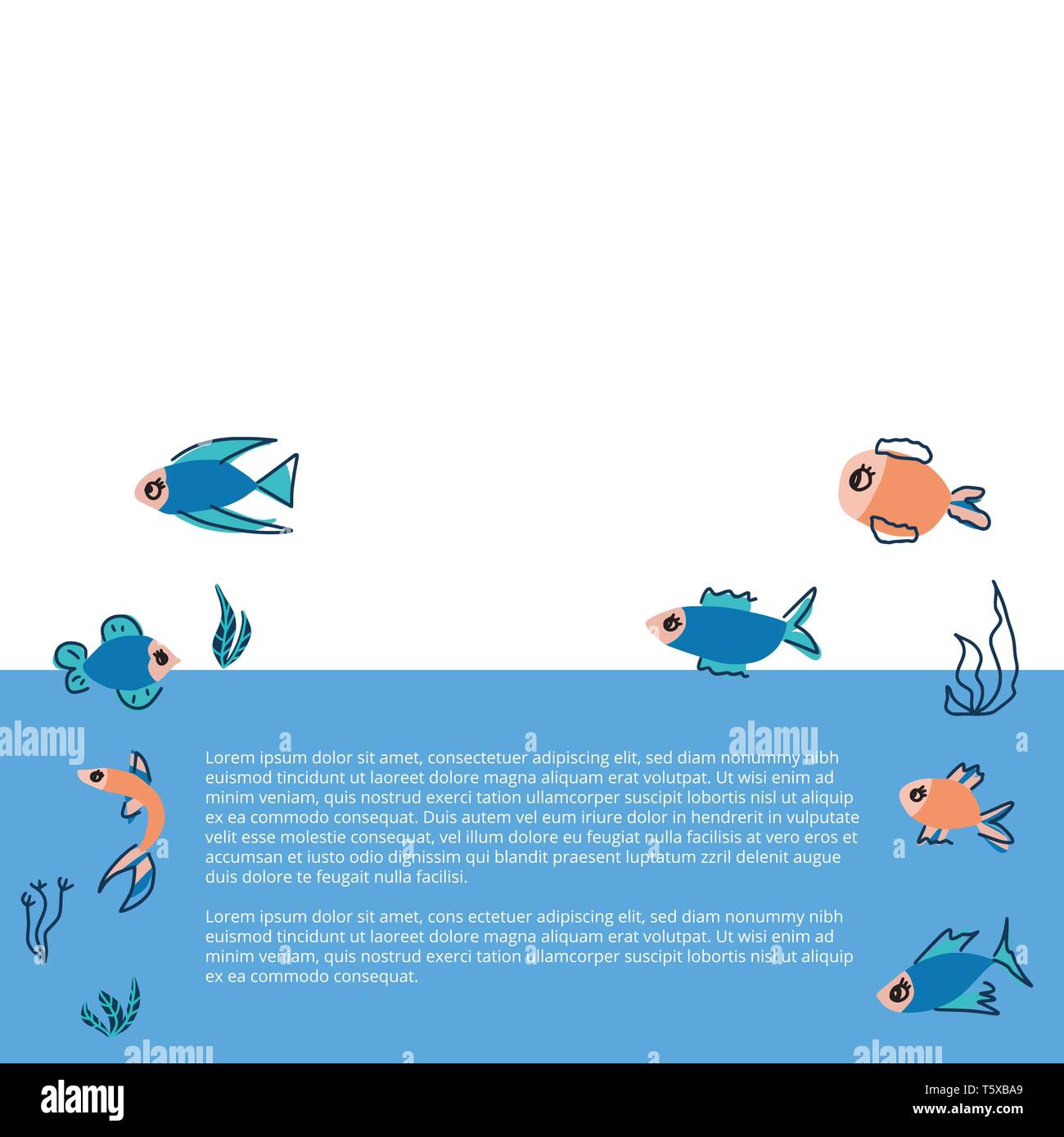 Banners template with fish collection. Cute aquarium fish characters ...