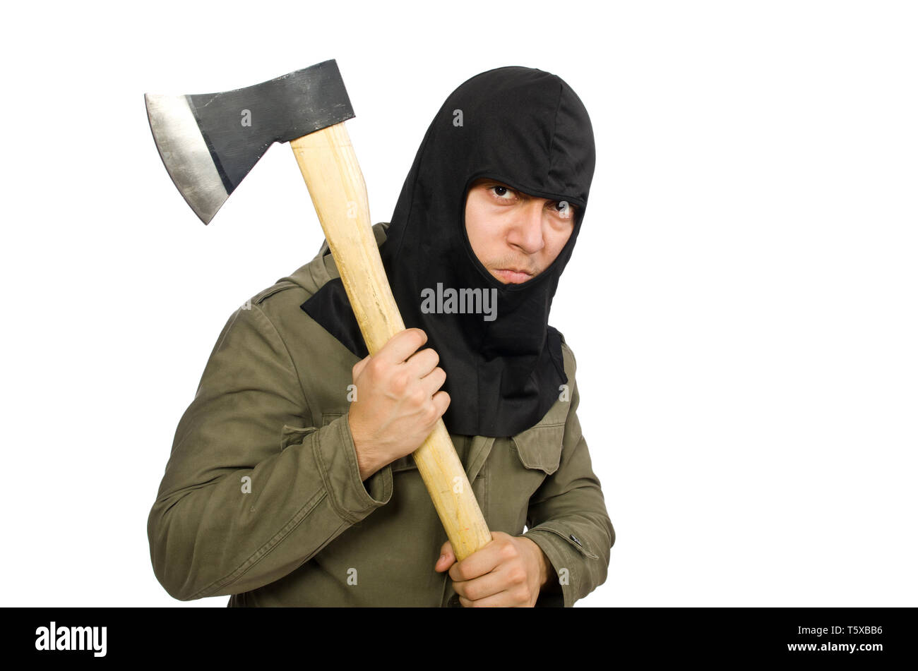 Criminal wearing mask isolated on white Stock Photo - Alamy