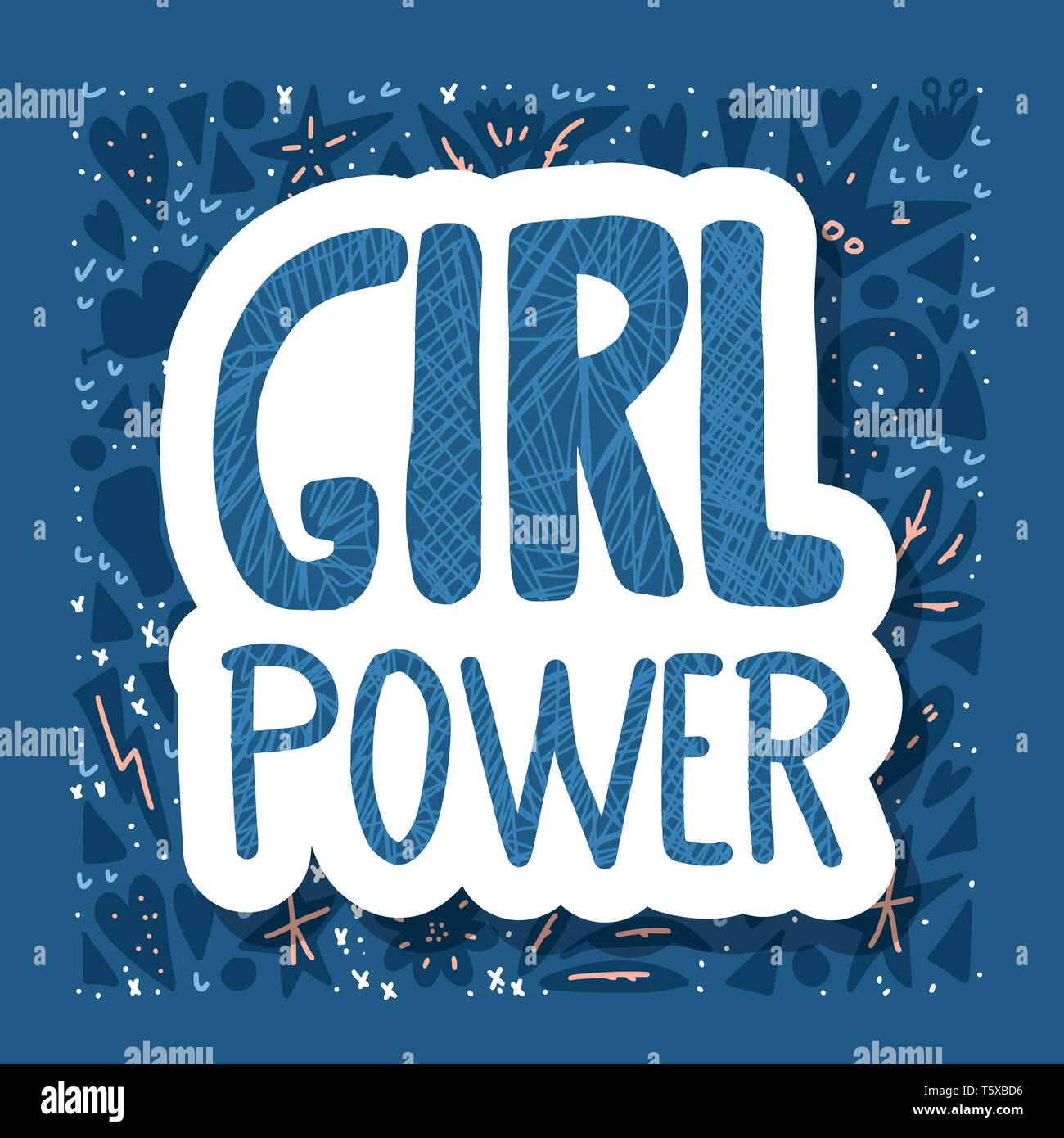 Girl power poster. Quote with decoration. Vector concept Stock Vector ...