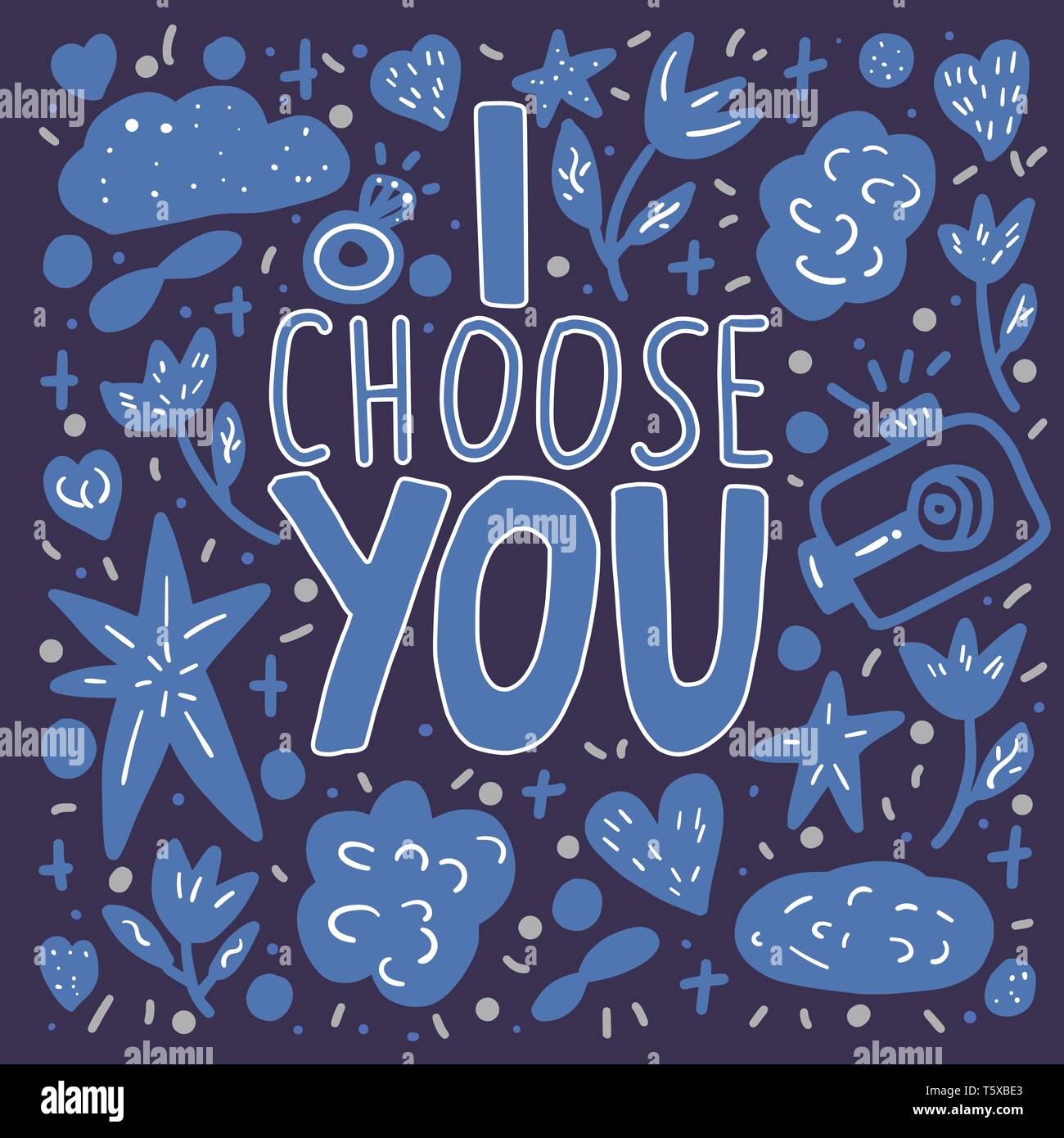 I choose you handwritten lettering vector concept. Poster template with ...