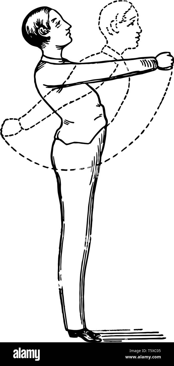 A man doing exercise vintage line drawing or engraving illustration ...