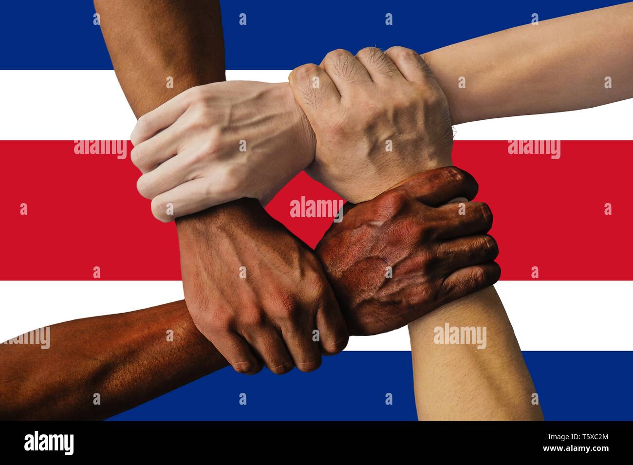 Flag of Costa Rica, intergration of a multicultural group of young ...