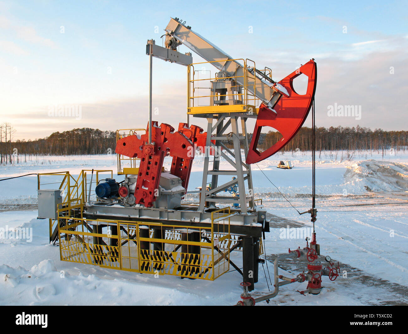 Oil industry. Industrial construction and mechanism. Winter oil field ...
