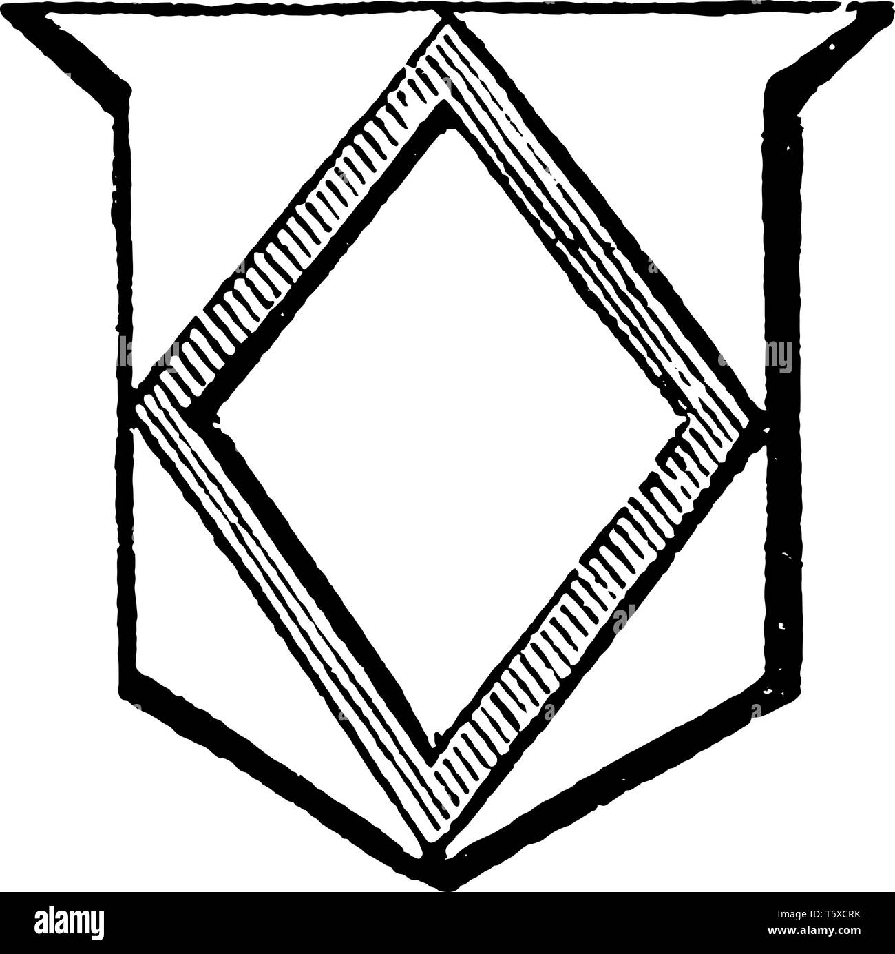 Mascle is an open lozenge-shaped figure, vintage line drawing or ...