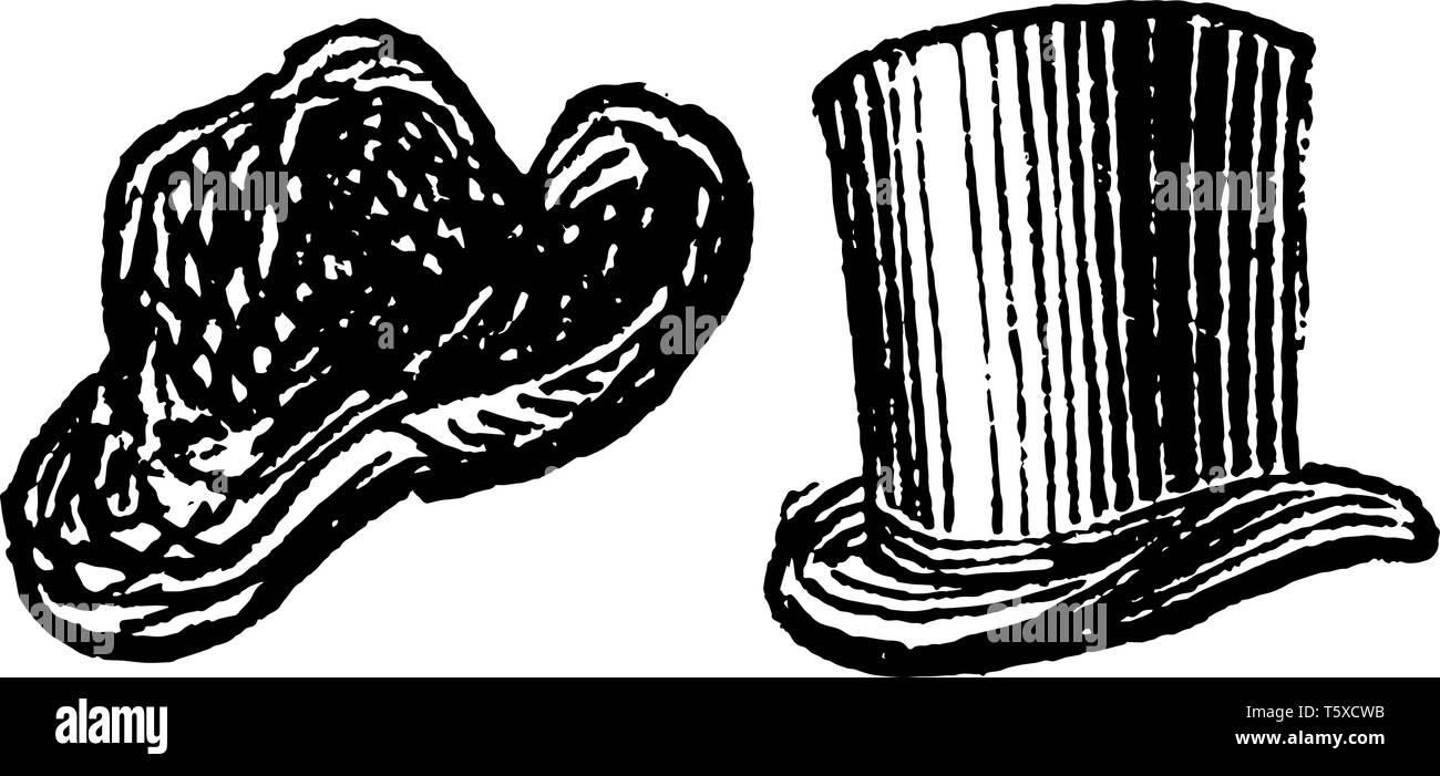 Top Hat have a long pattern, vintage line drawing or engraving ...
