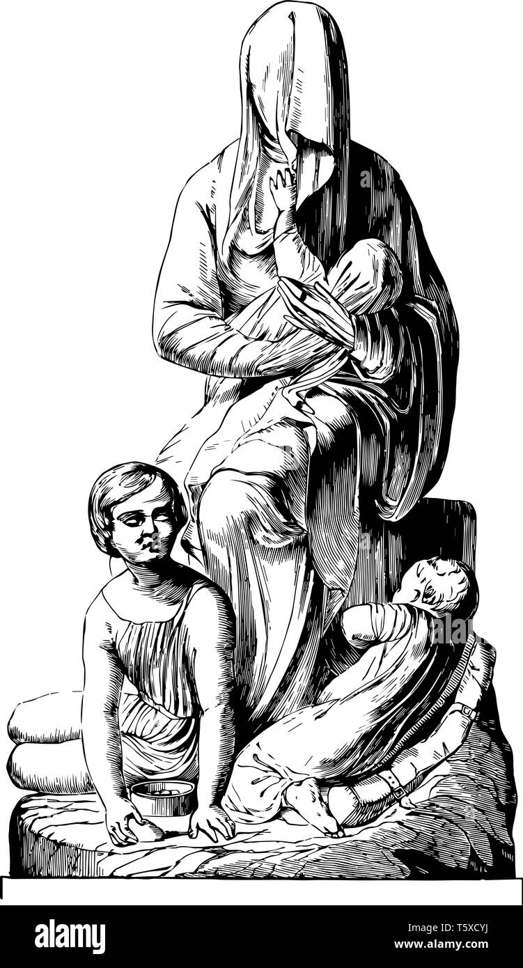 Bashful Beggar Sculpture is an Austrian design, vintage line drawing or ...