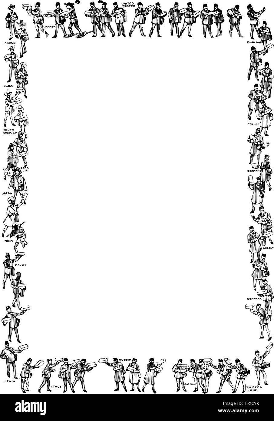 International Delivery Men Border have men with country names alongside ...