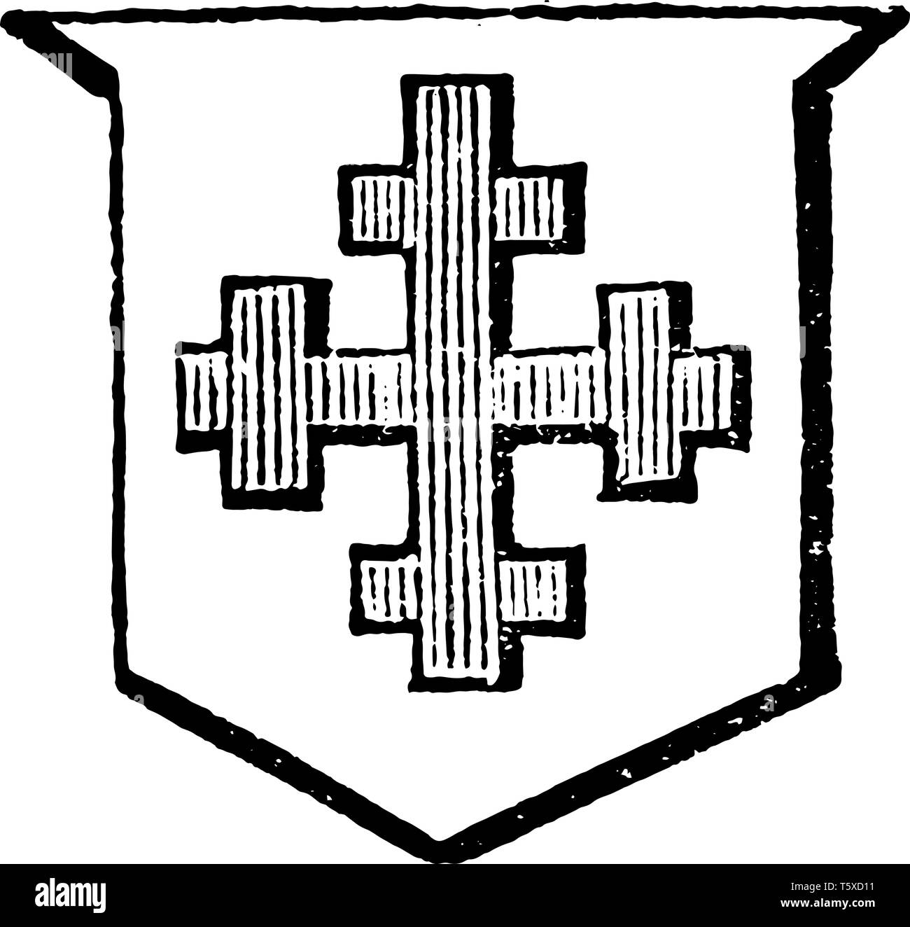 Cross Crosslet is an honorable ordinary, vintage line drawing or ...