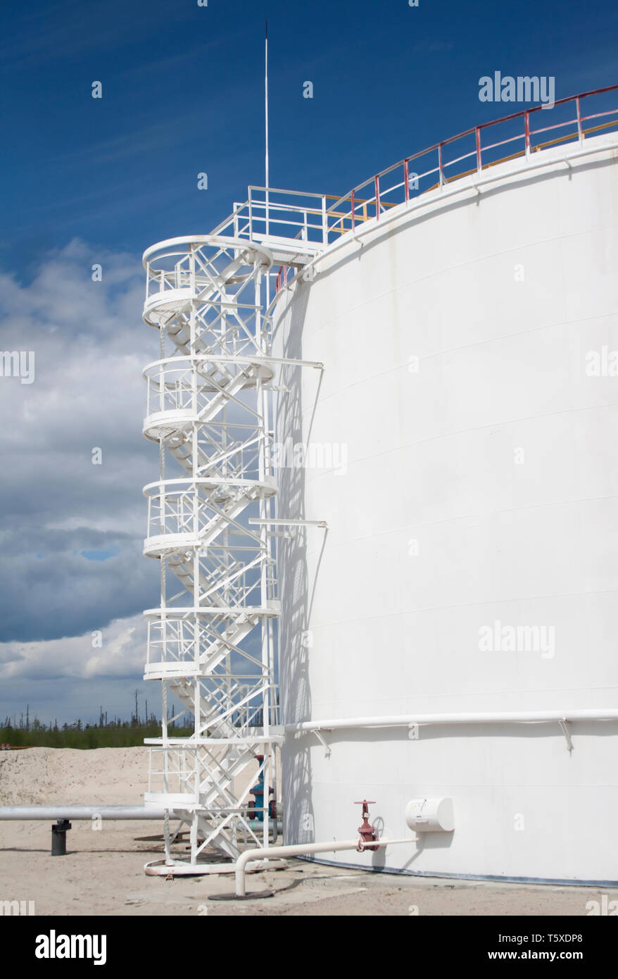 White oil reservoir. Oil and gas refinery plant. Gas station. Oil ...