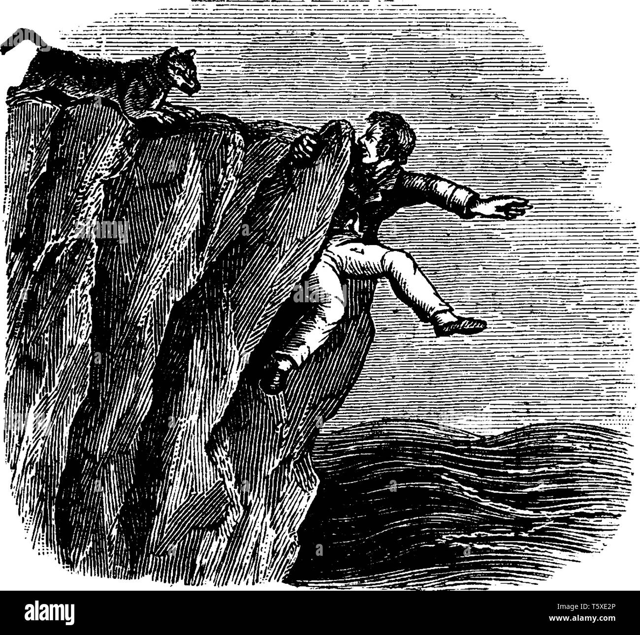 Looking Over A Cliff Drawing