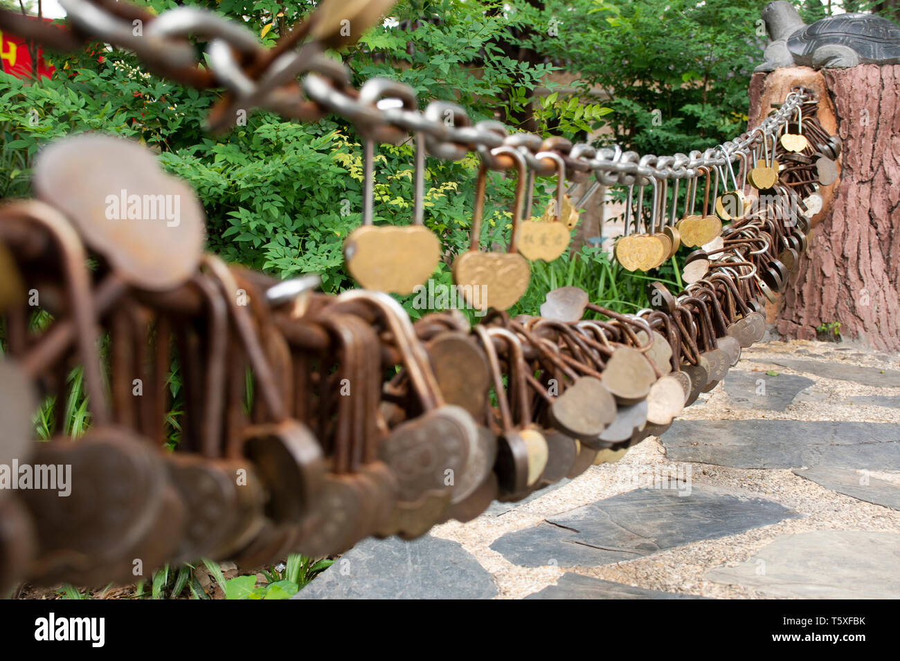 Chinese people padlocks engraved with the names of lovers Lovers person ...