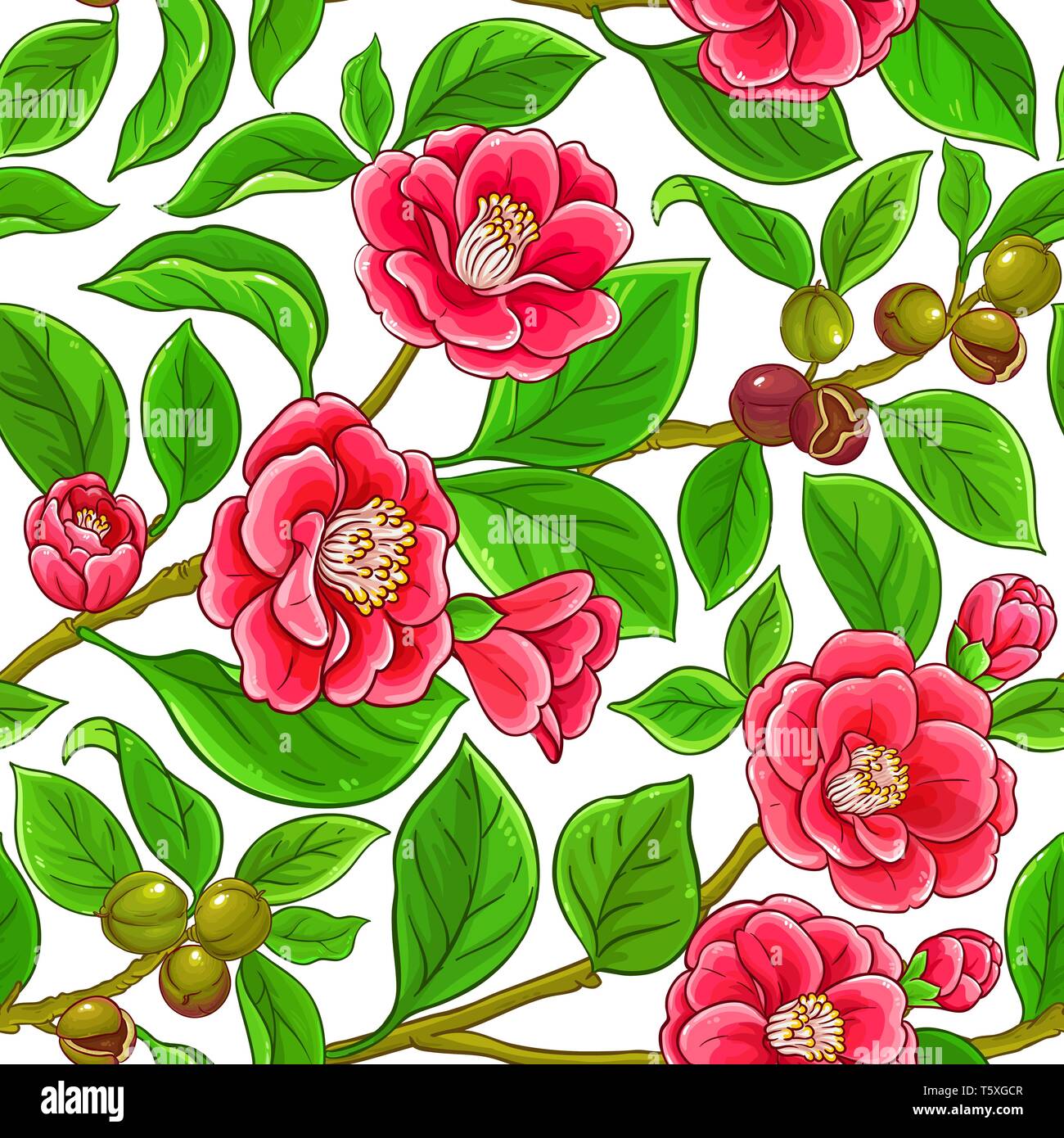camellia vector pattern on white background Stock Vector Image & Art ...