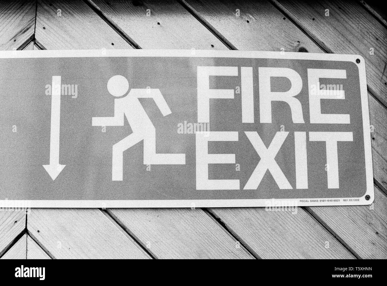 Fire Exit sign, Winchester, Hampshire, England, United Kingdom Stock ...