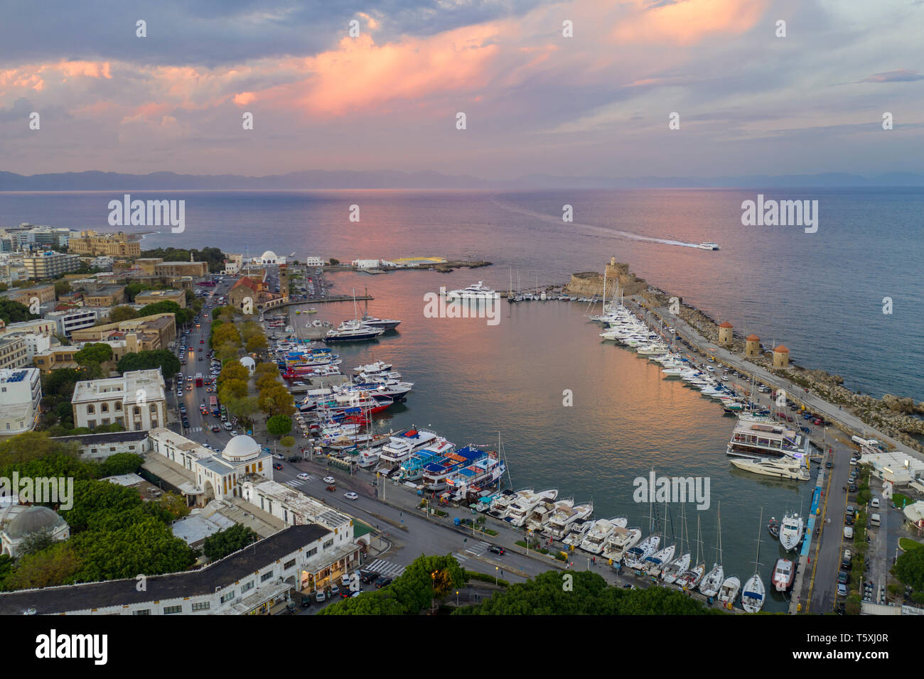 Greece, Rhodes, Greece, Rhodes, Rhodes Town, Old Harbour Stock Photo ...